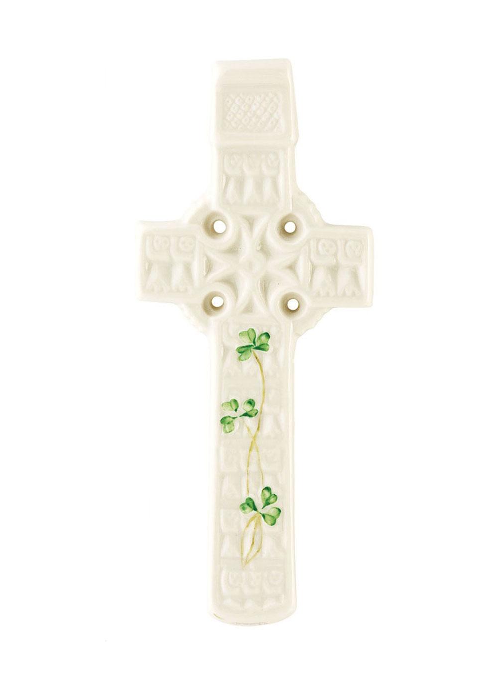 Belleek | Celtic Shamrock Wall Cross | Blarney