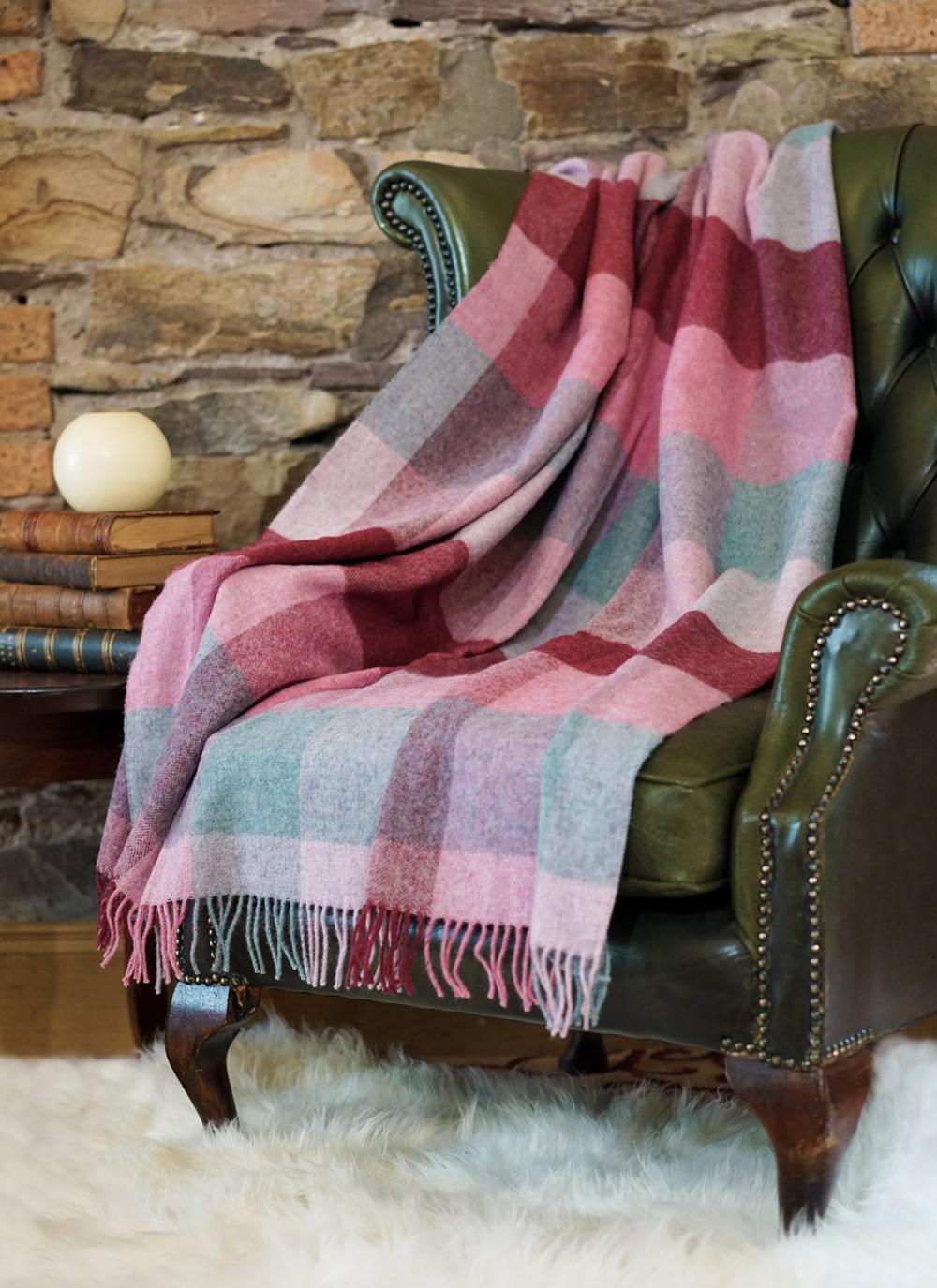 Pink Heritage Lambswool Throw | Blarney