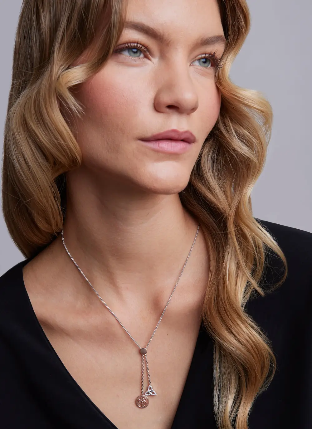 Triskele & Trinity Knot Two-Drop Pendant | Blarney