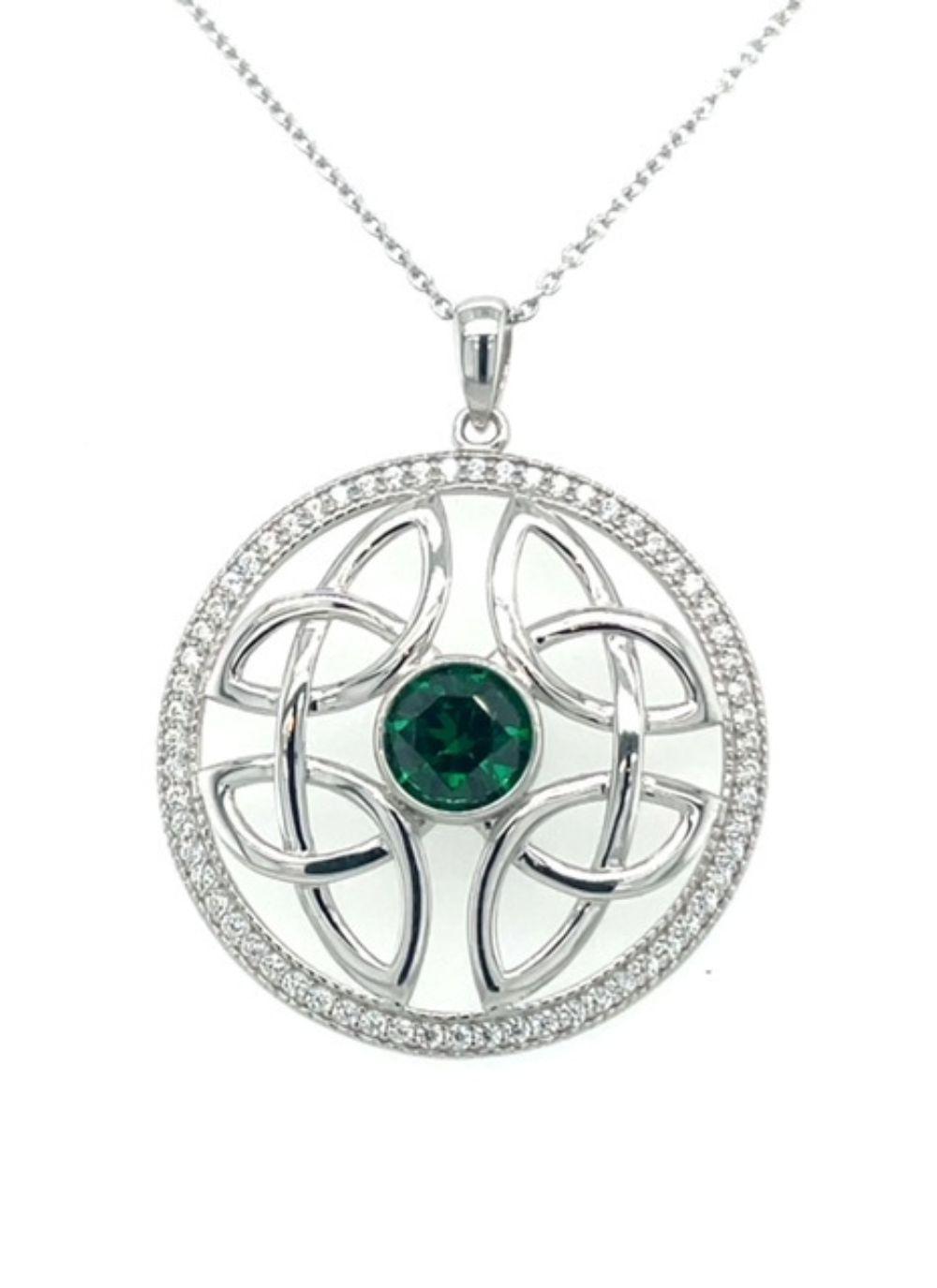 Sterling Silver Round Pendant with Cubic Zirconia | Blarney