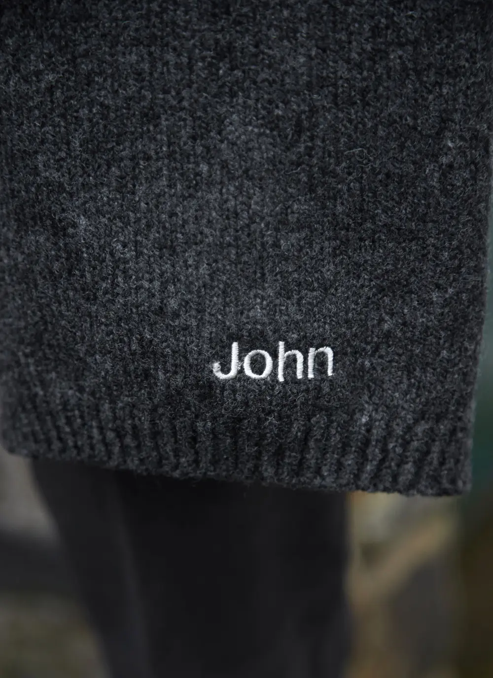Personalized Wool Cashmere Scarf in Charcoal | Blarney
