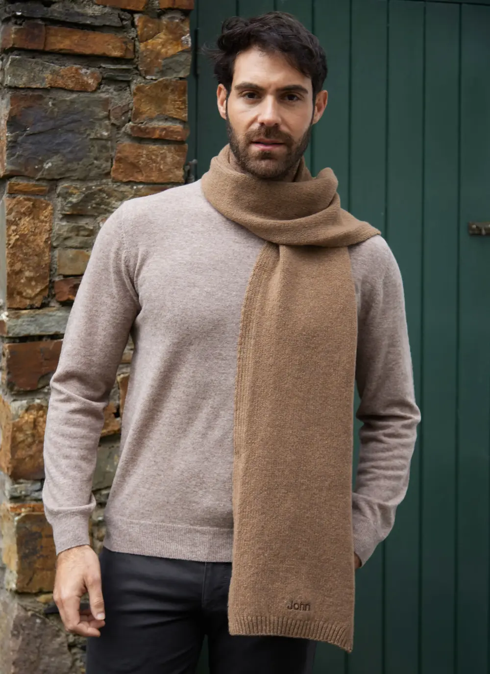 Personalized Wool Cashmere Scarf in Sand | Blarney