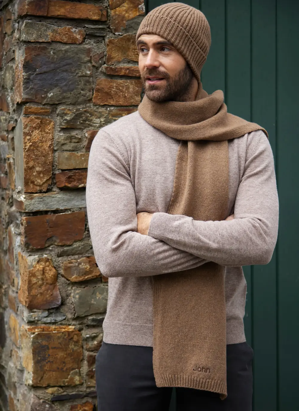 Personalized Wool Cashmere Scarf in Sand | Blarney