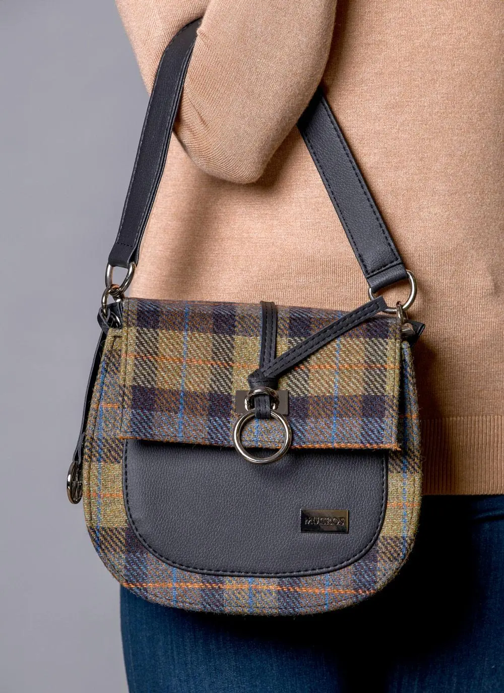 Mucros Grace Tweed Bag in Green Check | Blarney