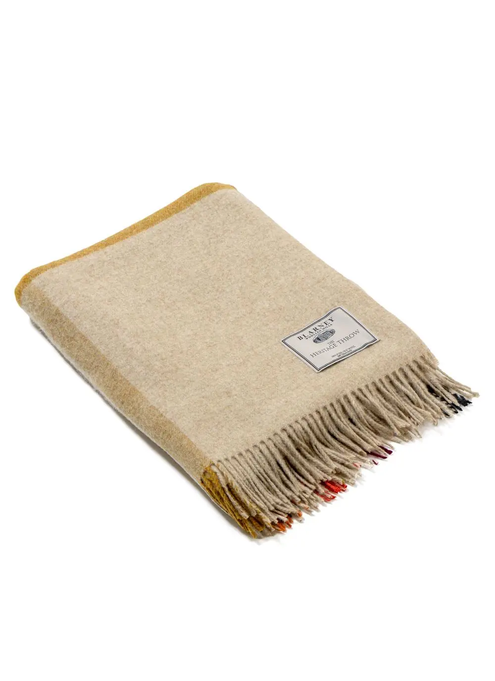 Beige & Coral Check Merino Wool Throw | Blarney