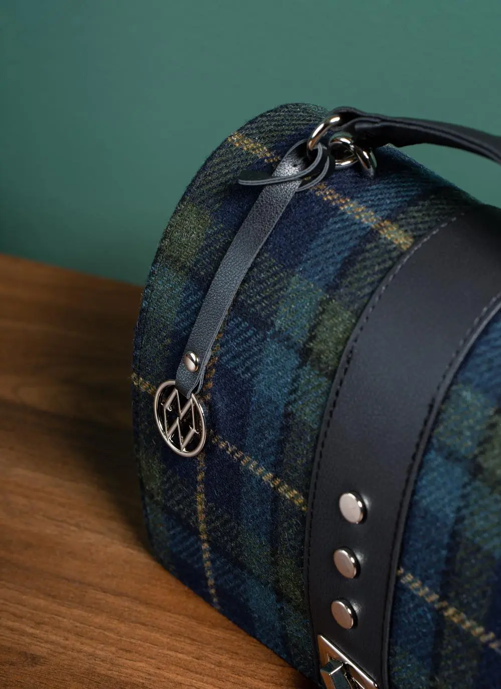 Mucros Fiona Tweed Bag in Navy/Green Check | Blarney