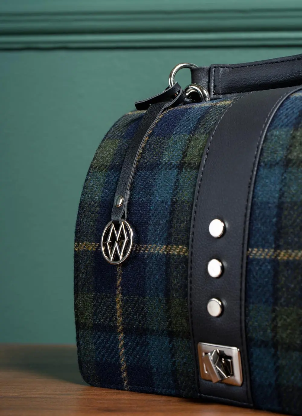 Mucros Fiona Tweed Bag in Navy/Green Check | Blarney