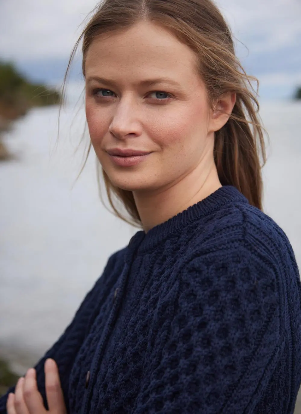 Mary Lumber Aran Cardigan in Navy | Blarney