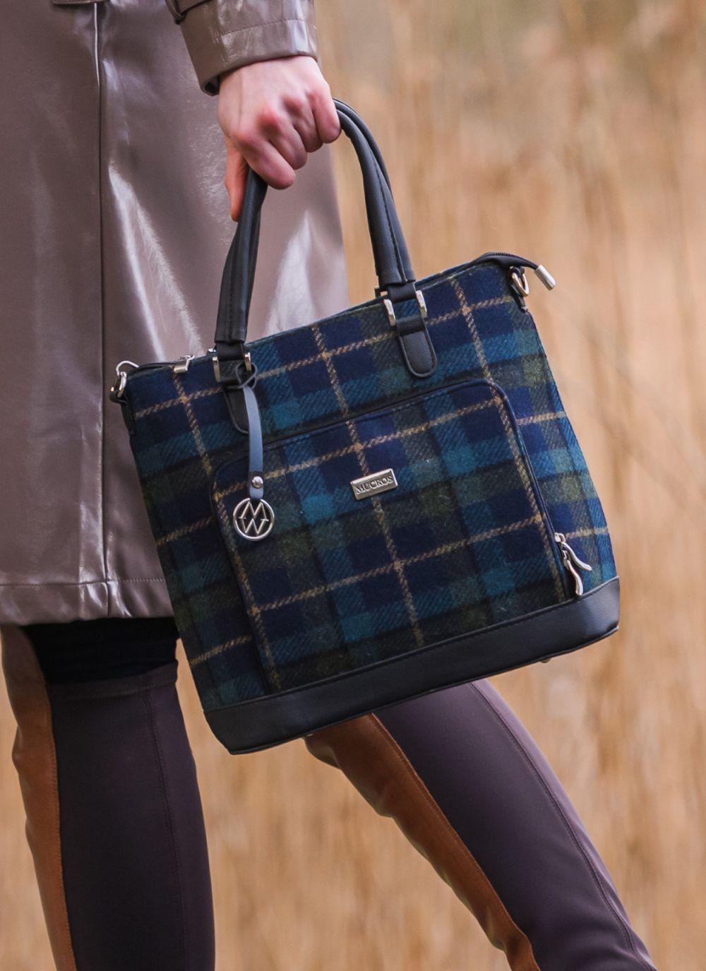 Mucros Ciara Bag in Navy & Green Check | Blarney