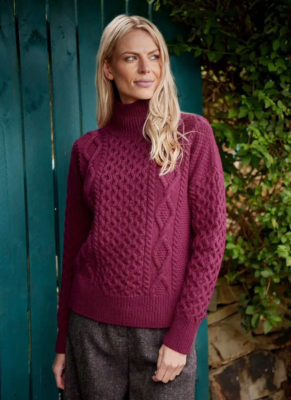 Arranmore Merino Slouchy Turtleneck Sweater in Berry | Blarney