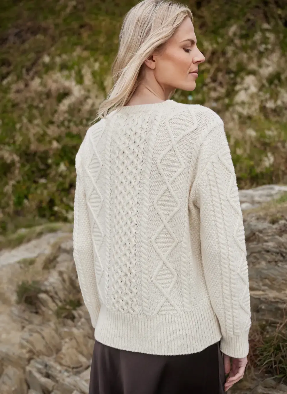 Baltimore Wool Cashmere Crew Neck Sweater in Ecru | Blarney