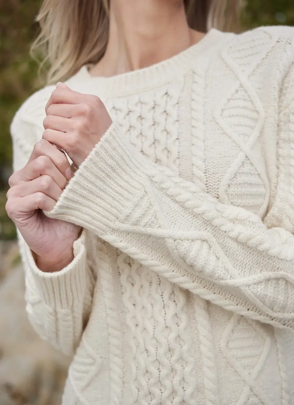 Baltimore Wool Cashmere Crew Neck Sweater in Ecru | Blarney