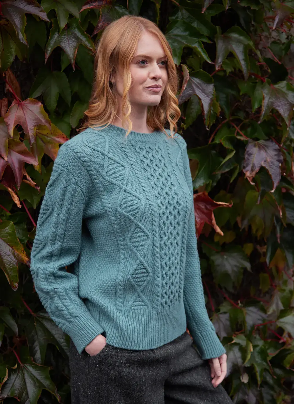 Baltimore Wool Cashmere Crew Neck Sweater in Petrol | Blarney