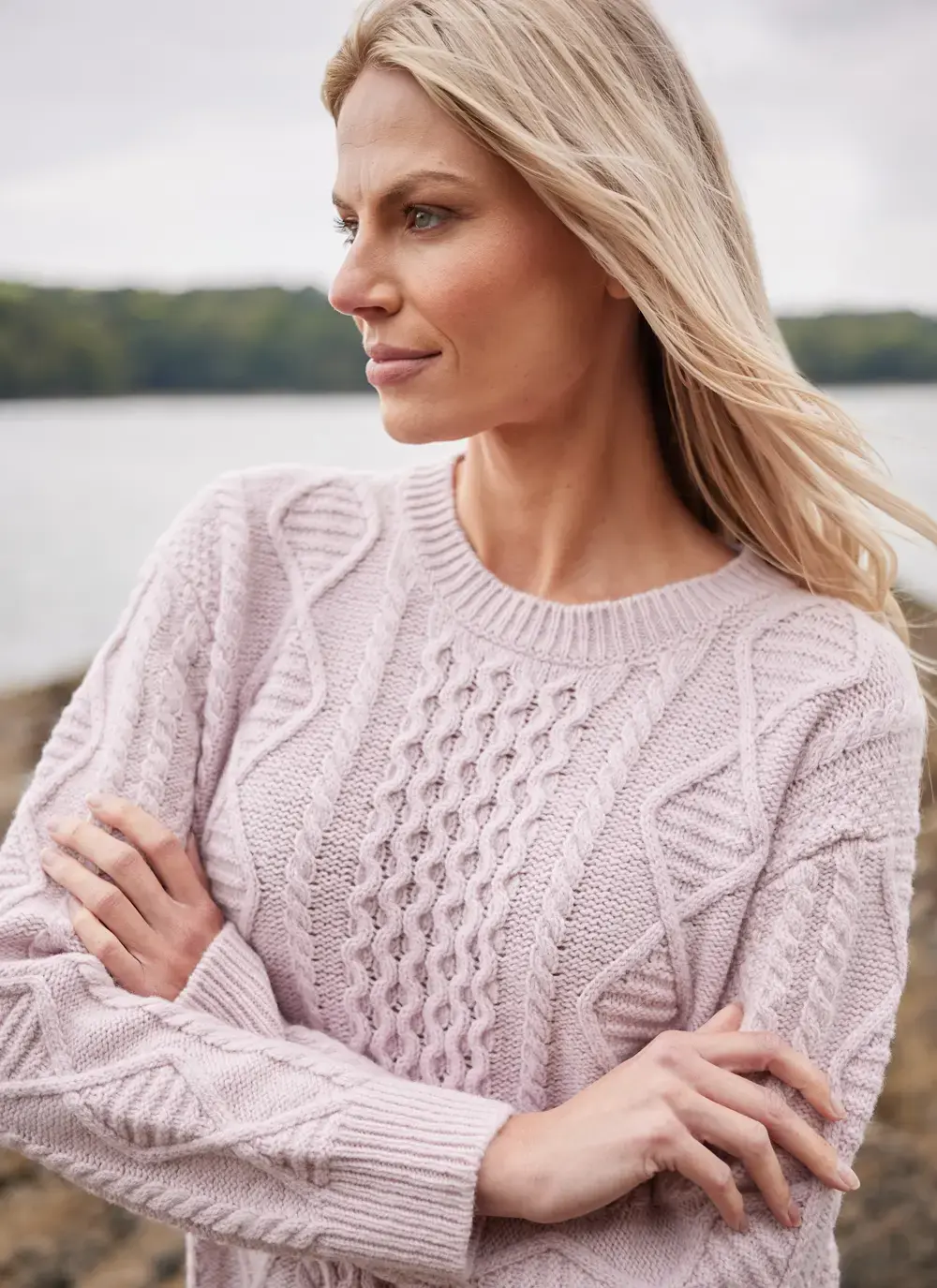 Baltimore Wool Cashmere Crew Neck Sweater in Pink | Blarney