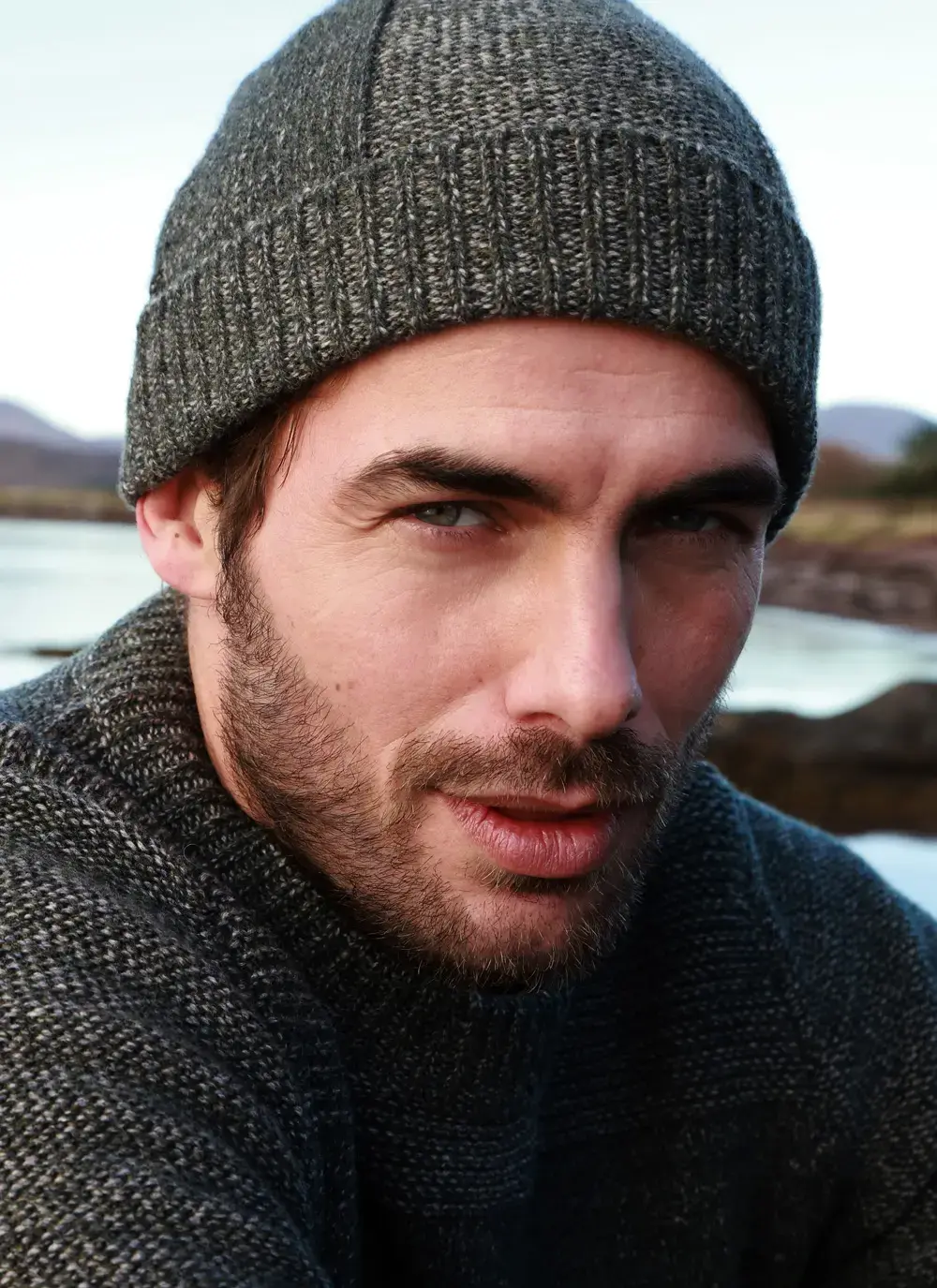 Fisherman Merino Shadow Block Beanie in Woodland | Blarney