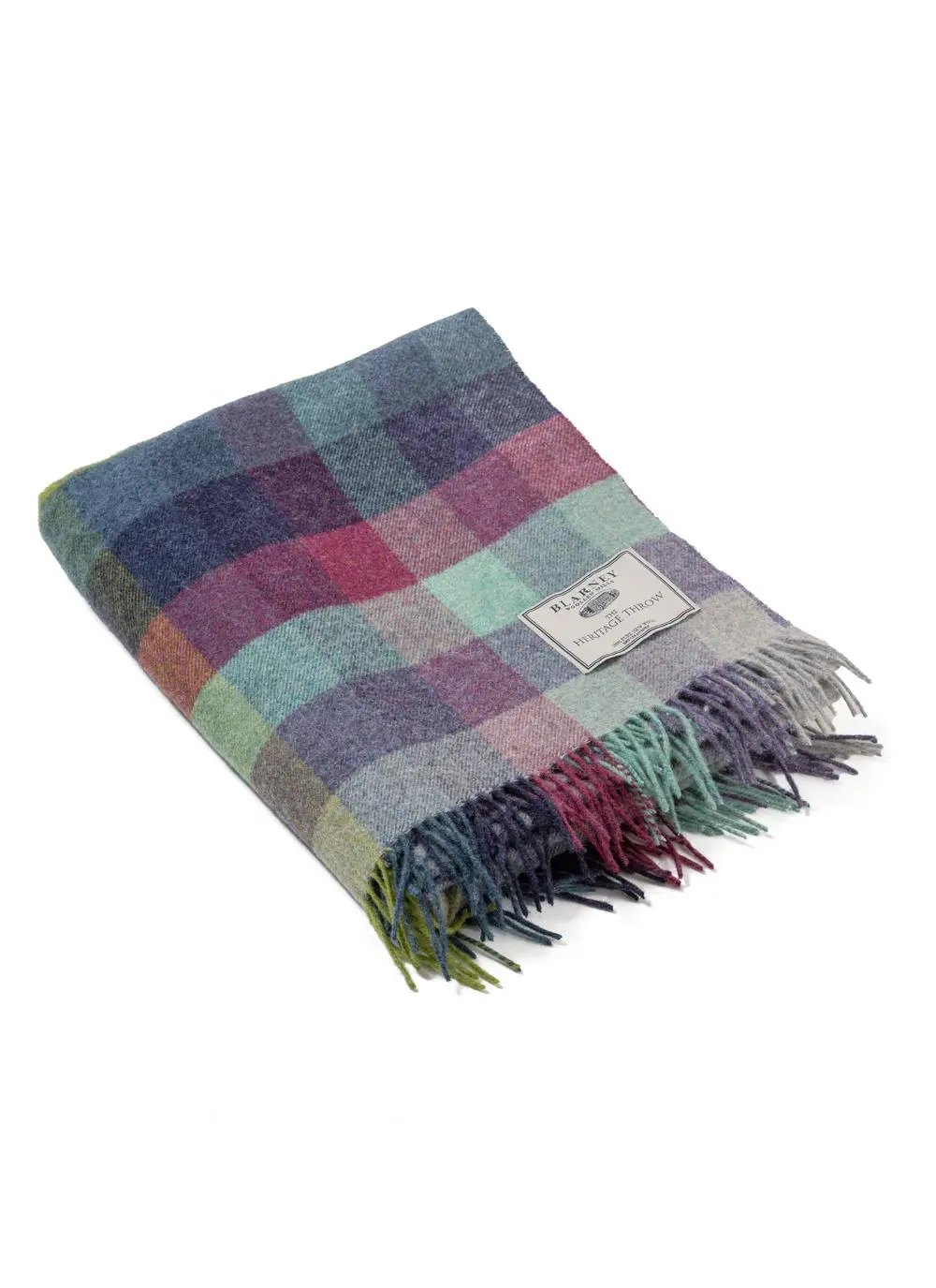 Hydrangea Check Highland Wool Throw | Blarney