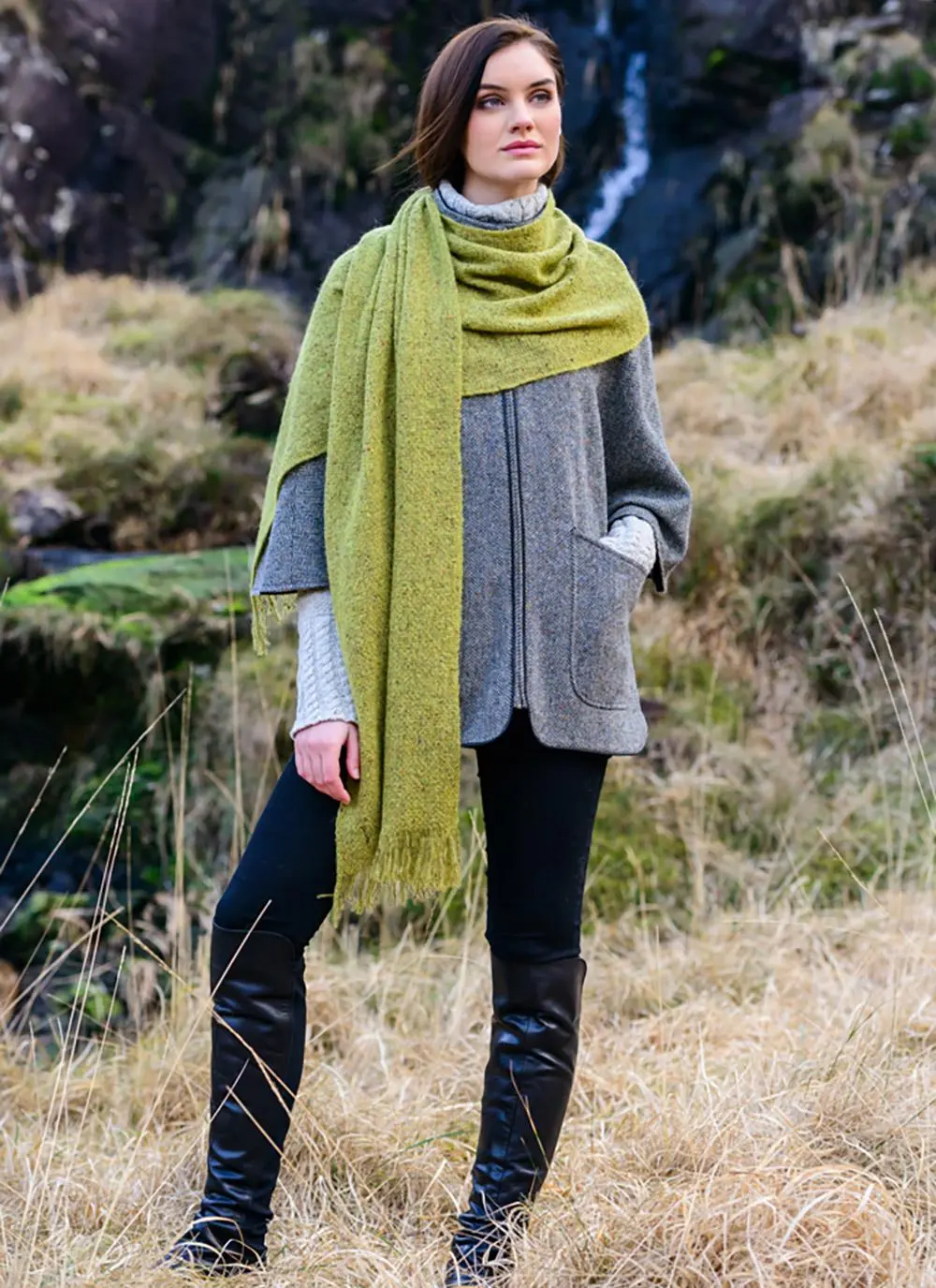Mucros Alpaca Islander Scarf in Lime | Blarney