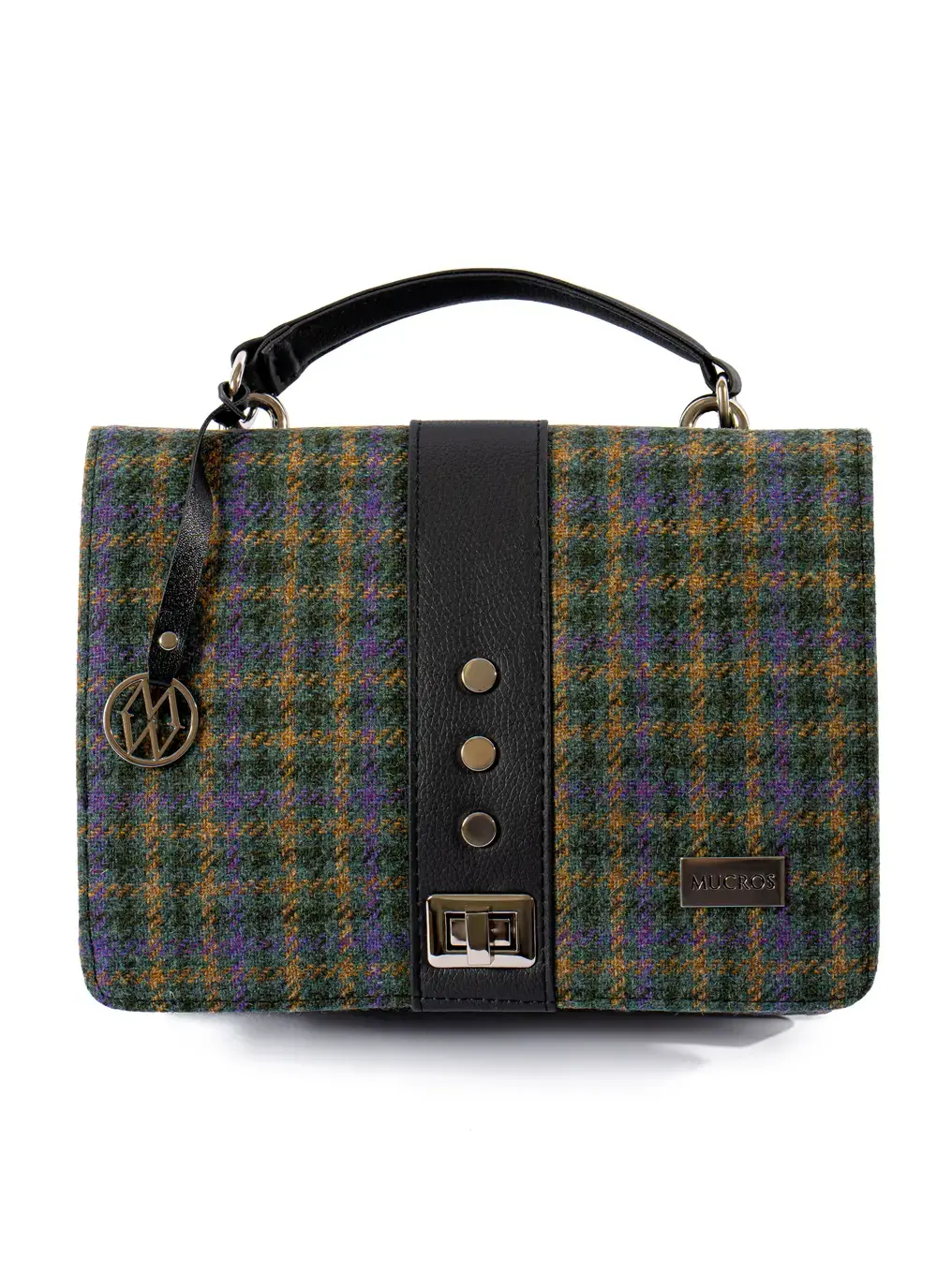 Mucros Fiona Tweed Bag in Green/Purple Check | Blarney