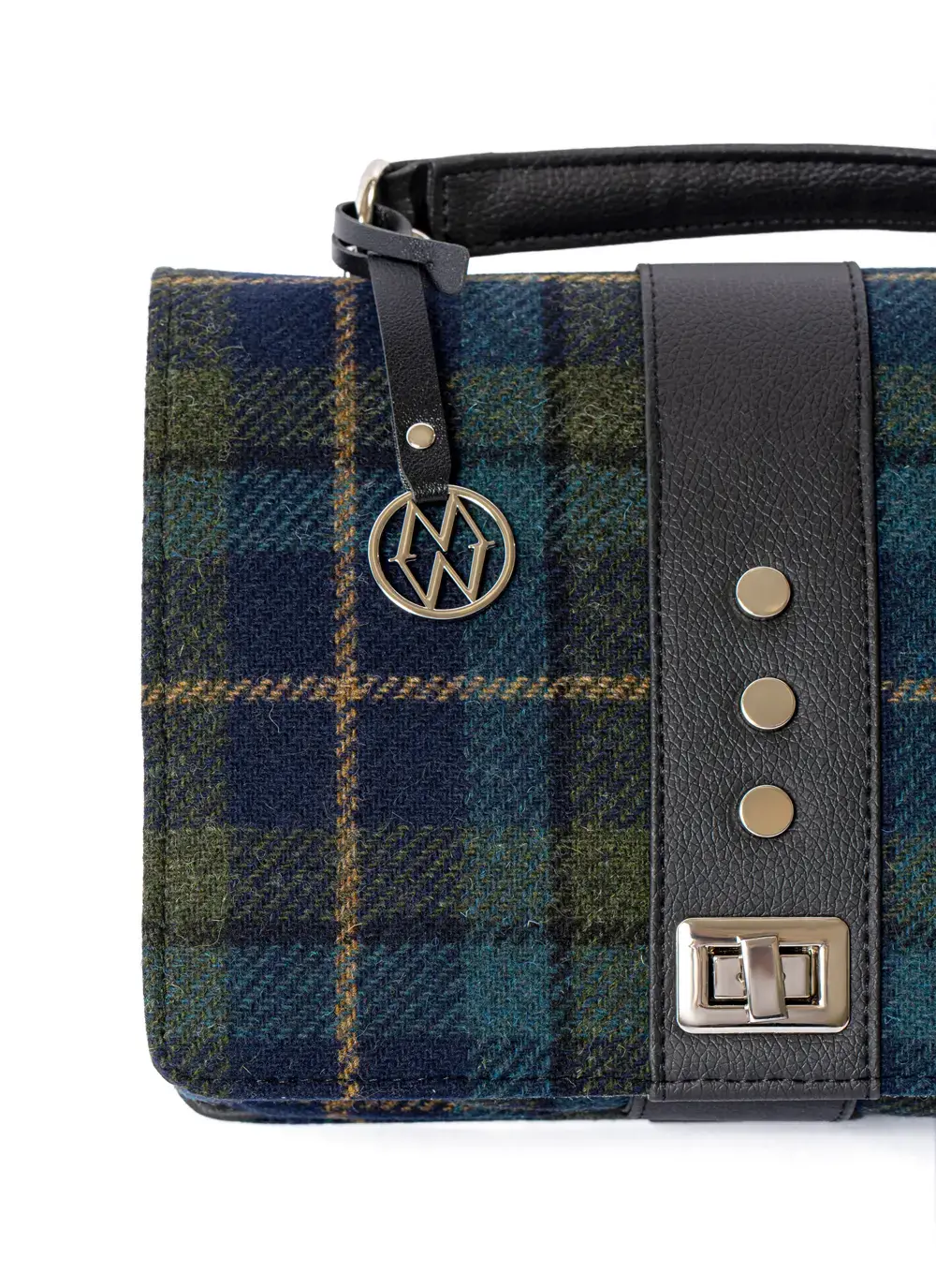 Mucros Fiona Tweed Bag – Navy Green Check Clutch & Shoulder Bag Made in ...
