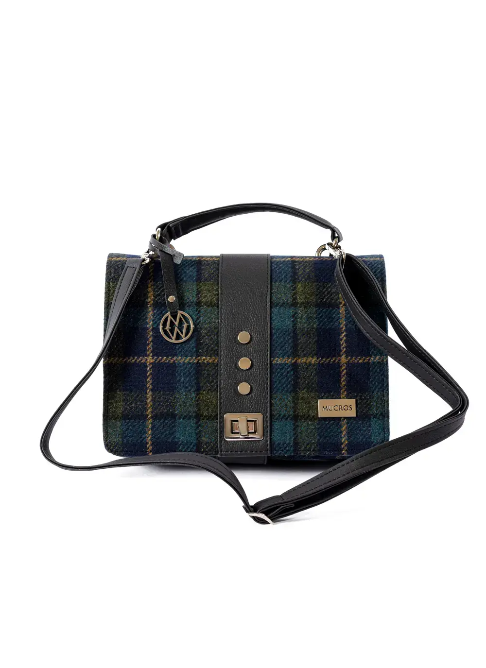 Mucros Fiona Tweed Bag – Navy Green Check Clutch & Shoulder Bag Made in ...