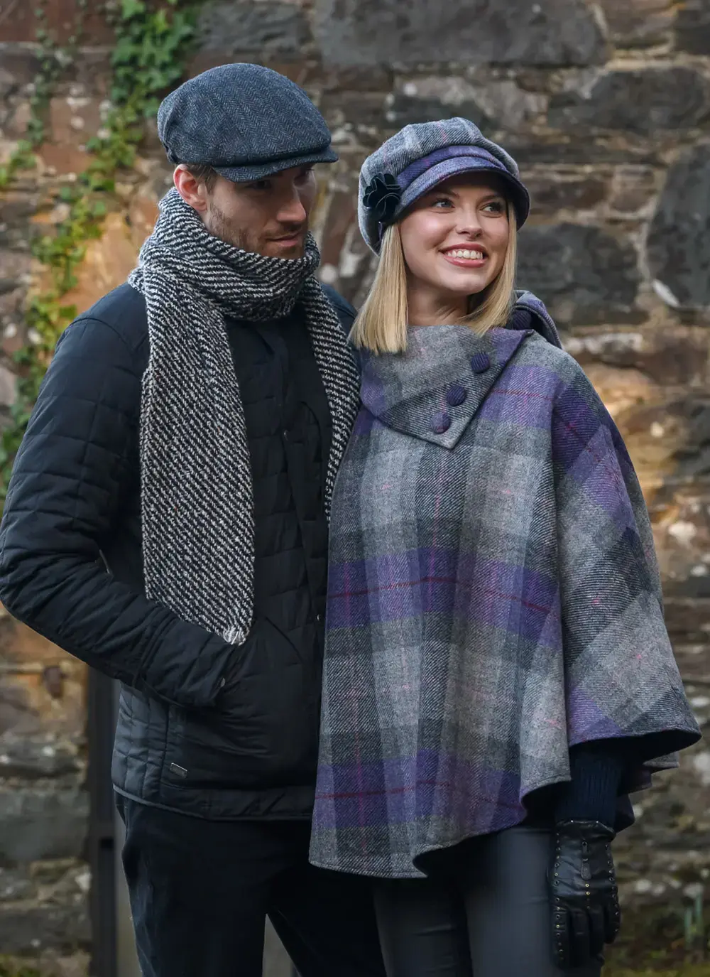 Mucros Wool Poncho in Denim | Blarney