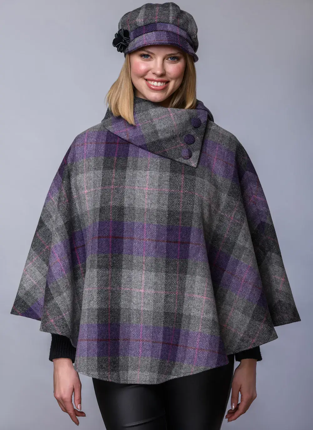 Mucros Wool Poncho in Denim | Blarney