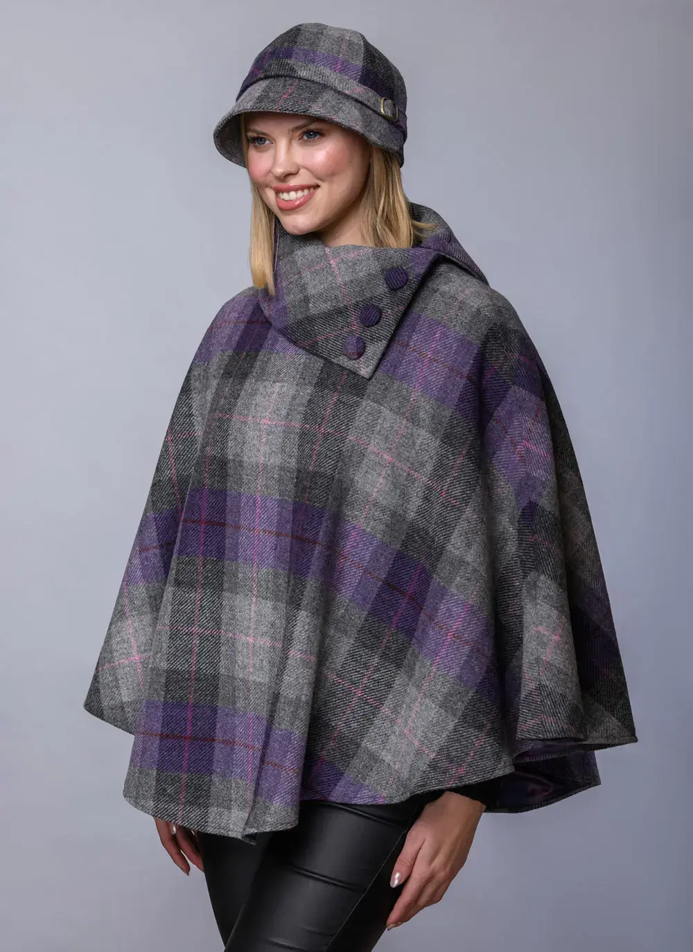 Mucros Wool Poncho in Denim | Blarney