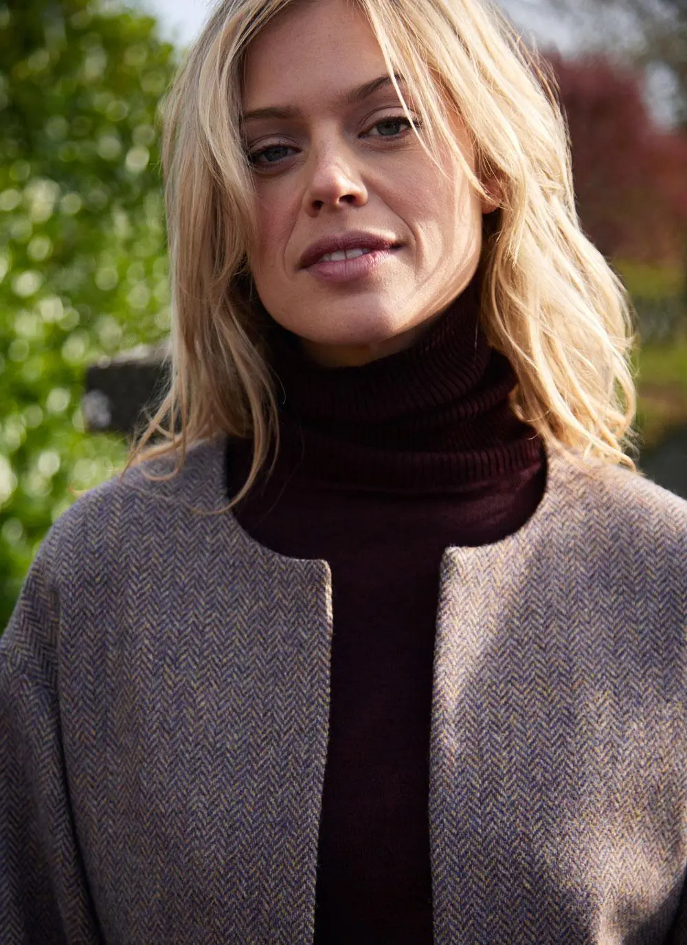 Herringbone Tweed Short Jacket in Heather | Blarney