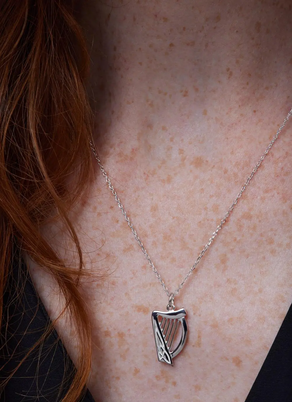Sterling Silver Irish Harp Pendant | Blarney