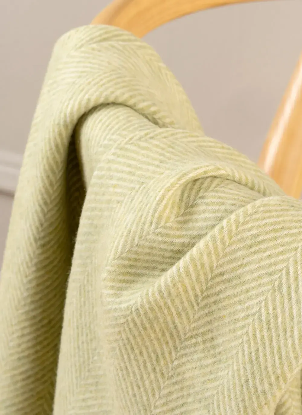 Sage Herringbone Merino Wool Throw in Sage | Blarney
