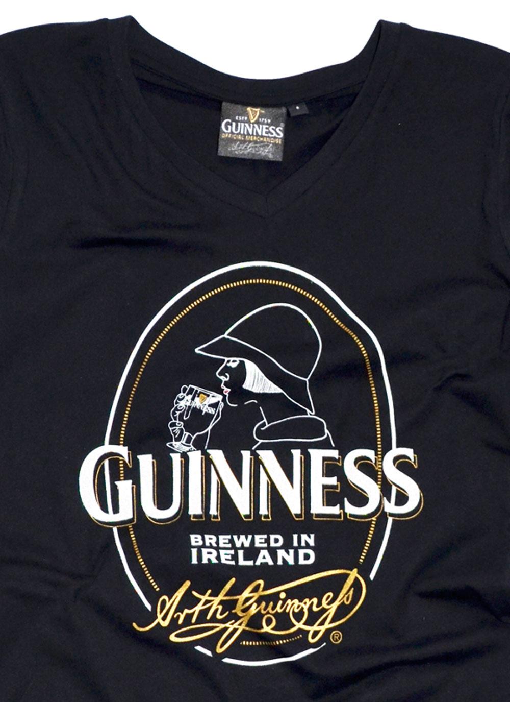 Ladies Black Guinness V-Neck T-Shirt | Blarney