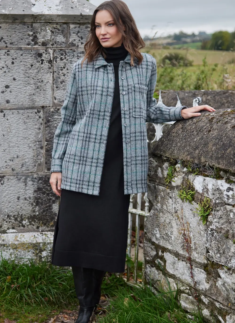 Irish Tweed Overshirt in Donegal Grey Check | Blarney