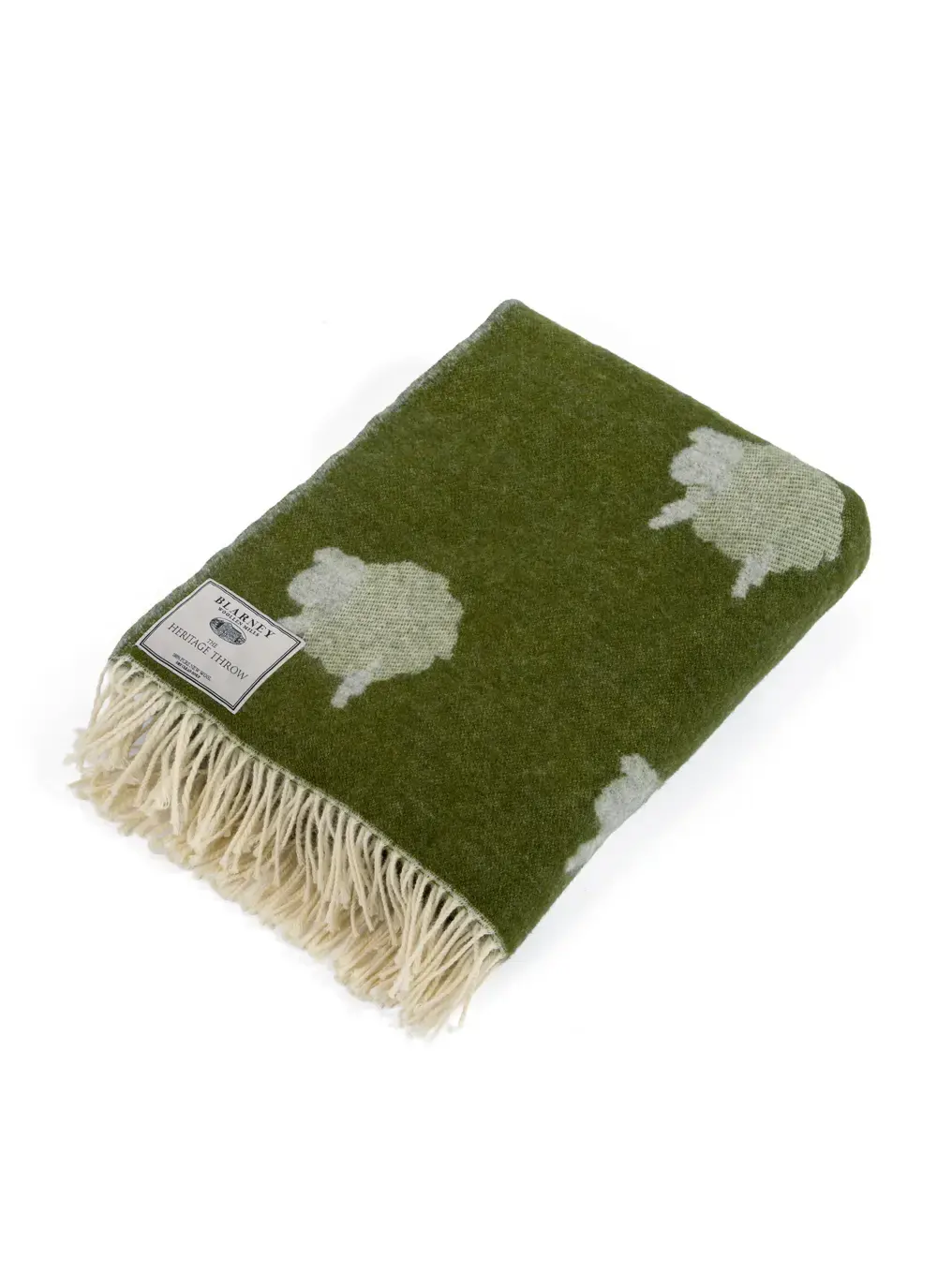 Sheep Reversible Wool Throw in Green/Grey | Blarney