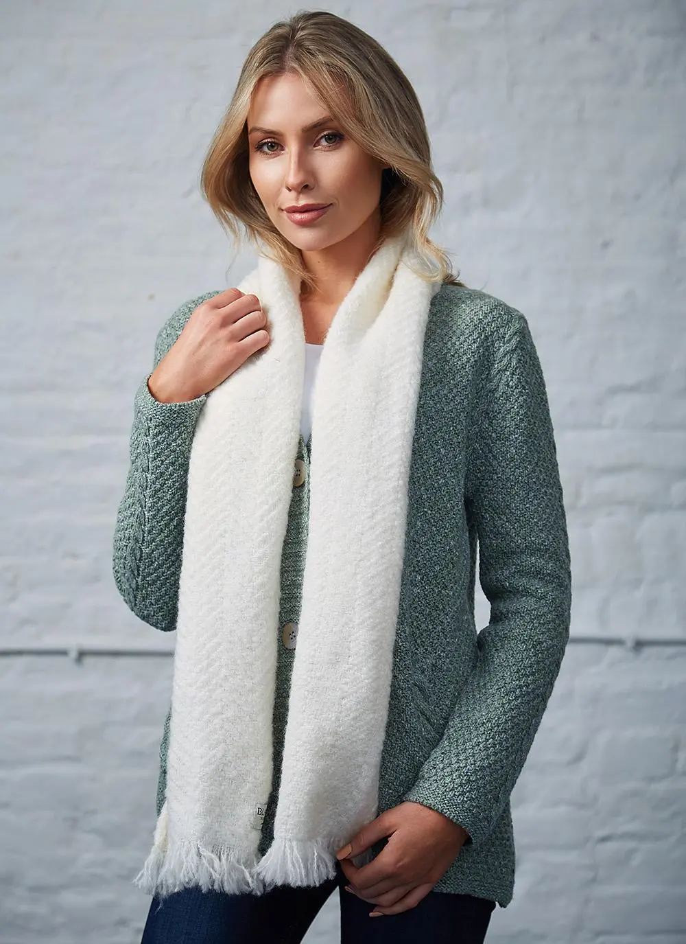 Wool Country Scarf in Cream | Blarney