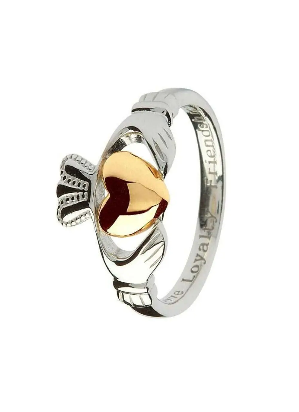 Sterling Silver Claddagh Ring with 10K Gold Heart | Blarney