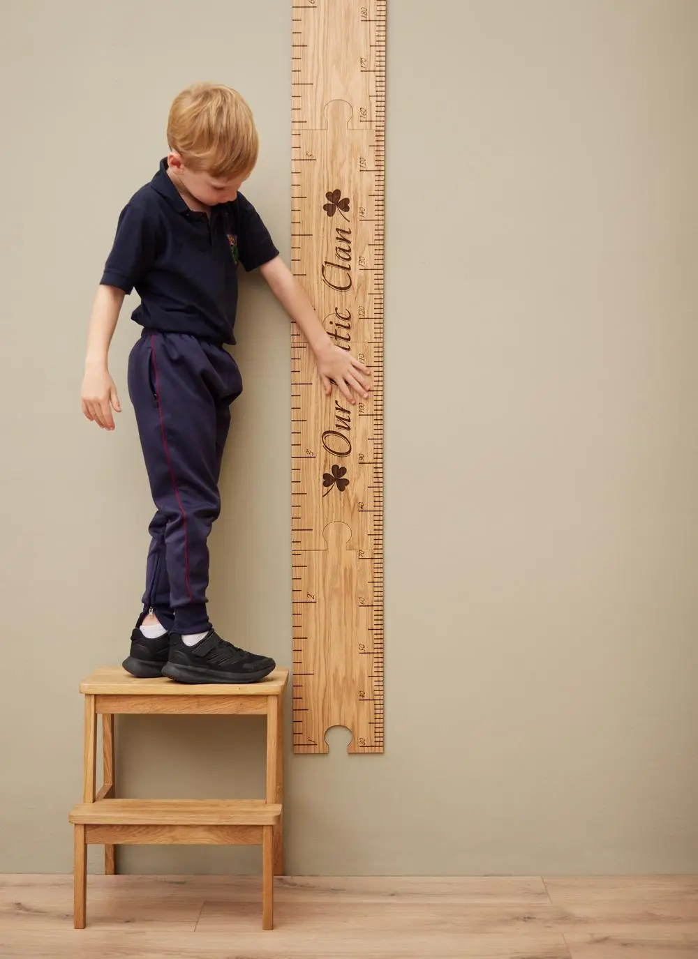 Our Celtic Clan Ruler – Oak Veneer Growth Chart with Shamrock Design ...
