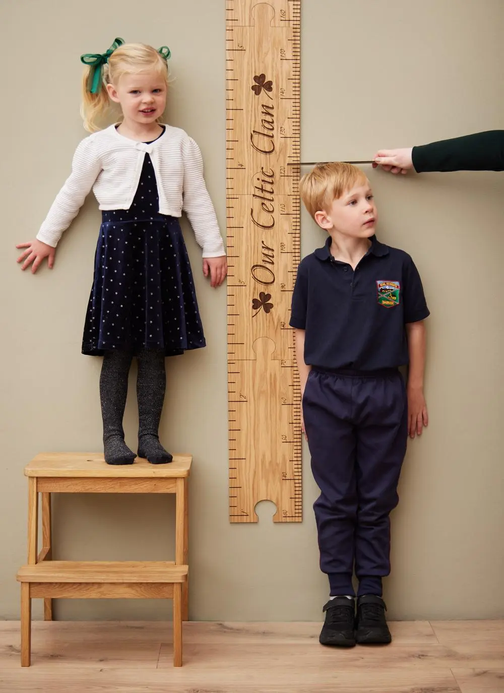Our Celtic Clan Ruler – Oak Veneer Growth Chart with Shamrock Design ...