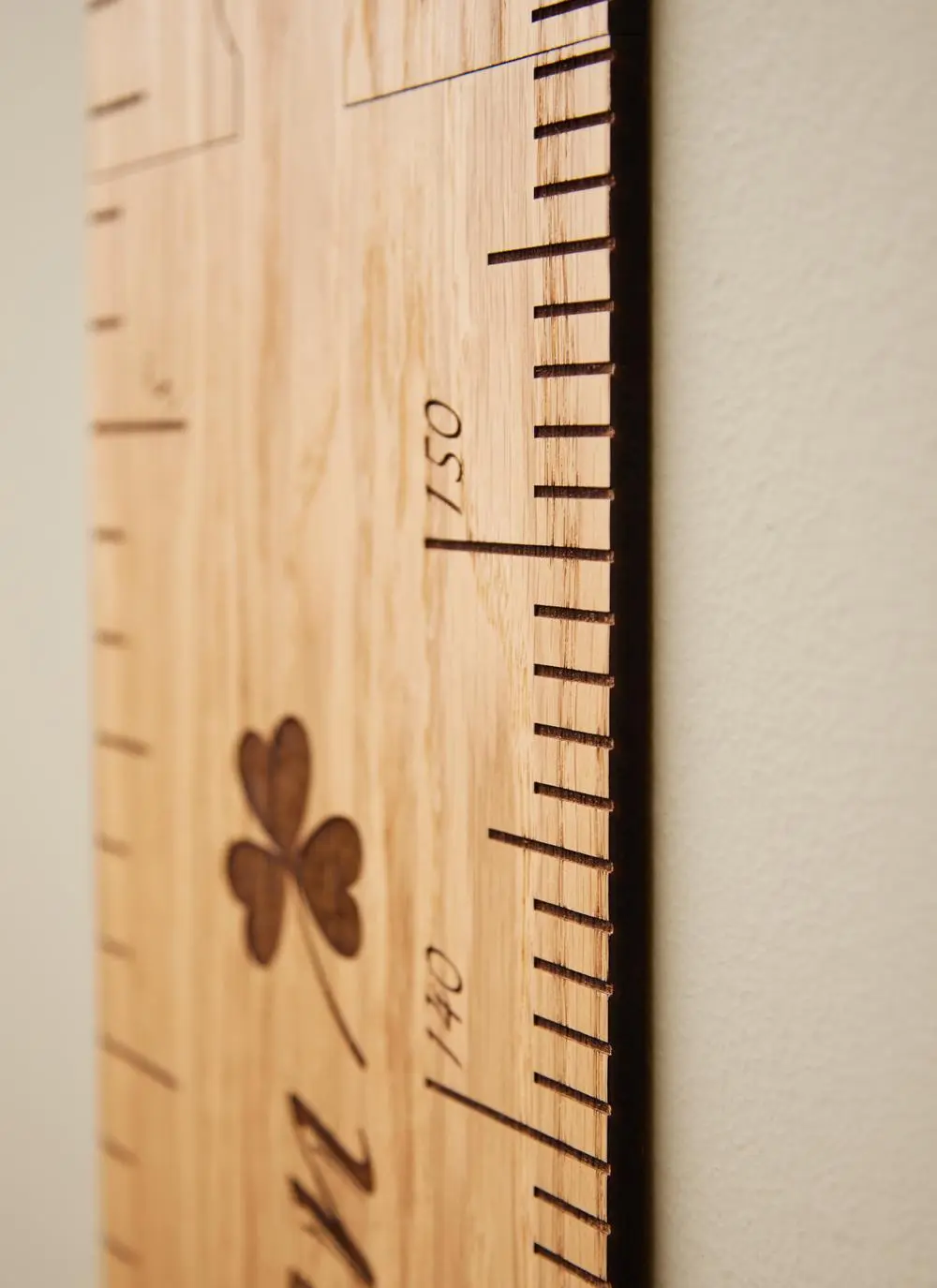 Our Celtic Clan Ruler – Oak Veneer Growth Chart with Shamrock Design ...