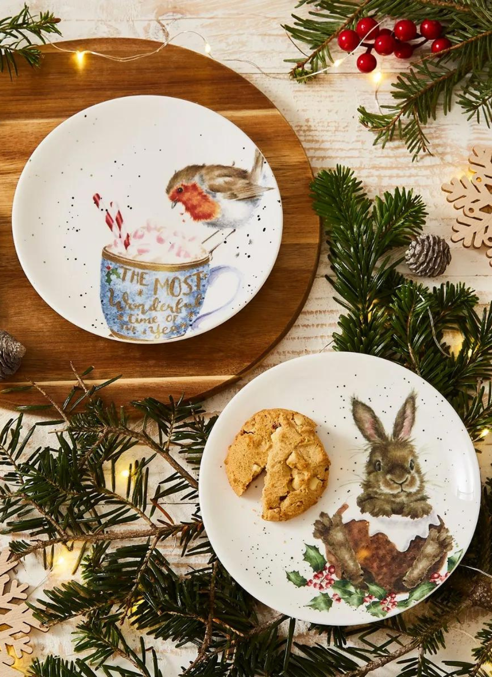 Wrendale Designs Robin & Bunny Christmas Plates Set of 2 | Blarney