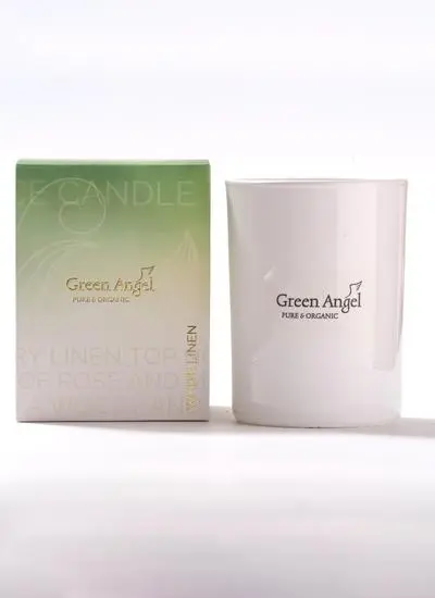 Green Angel White Linen Fragrant Candle | Blarney