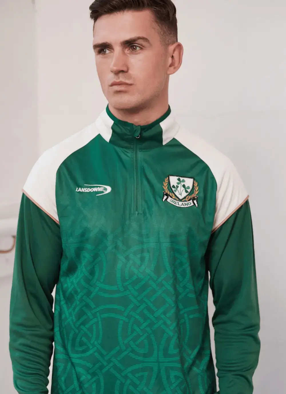 Lansdowne Ireland Celtic Performance 1/4 Zip Top in Bottle Green | Blarney